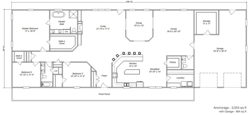 Anchorage Steel Home Kit Floor Plan | Budget Home Kits™