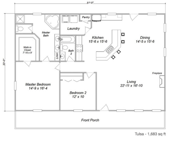 Tulsa Steel Home Kit Layout | Budget Home Kits™